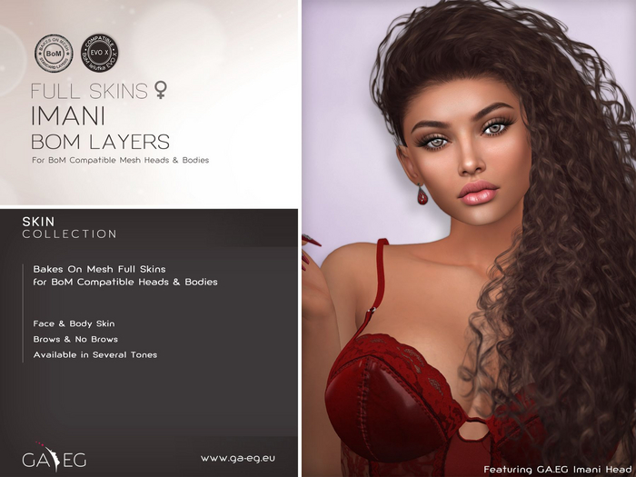 Second Life Marketplace - [GA.EG] Full Skins DEMO - Imani - Fatpack - BOM [SL]